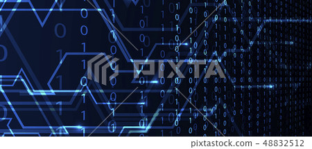 Bytes of binary code run through network. Abstract - Stock Illustration ...