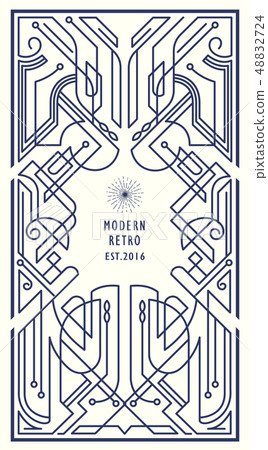 Modern retro vintage linear thin line geometric - Stock Illustration ...