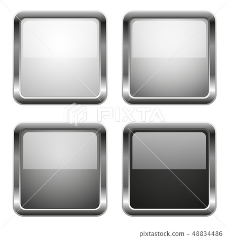 Black and white glass square buttons with... - Stock Illustration ...
