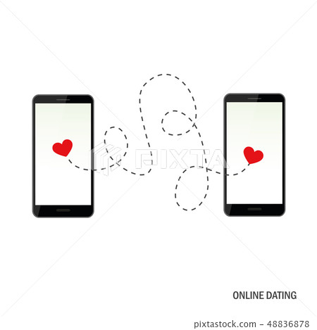 online dating app concept with two hearts - Stock Illustration ...