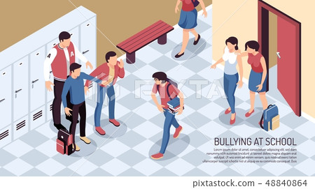 School Bullying Isometric Background - Stock Illustration [48840864 ...