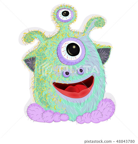 funny monster turquoise alien - Stock Illustration [48843780] - PIXTA