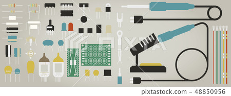 Electronic parts. Color - Stock Illustration [48850956] - PIXTA