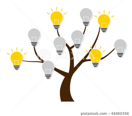 Tree and light bulb illustration icon - Stock Illustration [48860398 ...