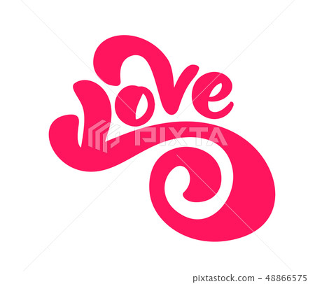 Red Love Handwritten vector ink lettering... - Stock Illustration ...