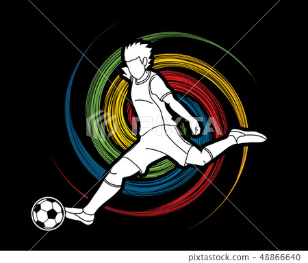 Soccer player shooting a ball action vector - Stock Illustration ...