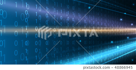 Bytes of binary code run through network. Abstract - Stock Illustration ...