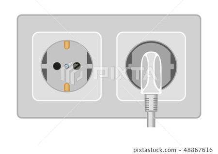 Cartoon gray electric socket - Stock Illustration [48867616] - PIXTA