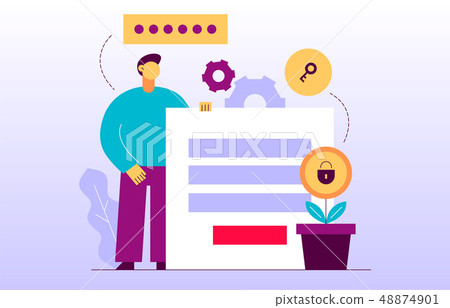 Vector data encryption web page online banner - Stock Illustration ...