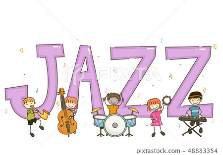 Stickman Kids Jazz Text Design Illustration - Stock Illustration ...