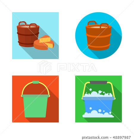 Vector design of bucket and water sign. Set of... - Stock Illustration ...