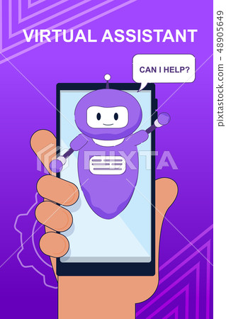 Banner with Chat Bot Virtual Assistant for Mobile - Stock Illustration ...