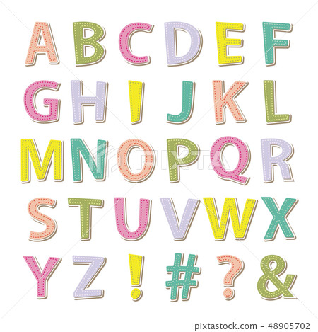 Alphabet applique emblem style spring color image - Stock Illustration ...