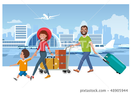 Happy Family Summer Vacation Travel Vector Concept - Stock Illustration ...