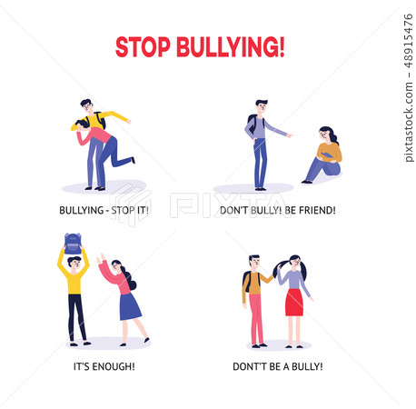 Vector flat bullying kids harassment character set - Stock Illustration ...