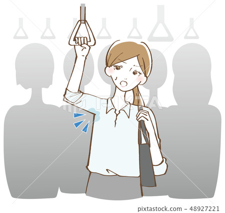 A woman who notices sweats on the train - Stock Illustration [48927221 ...