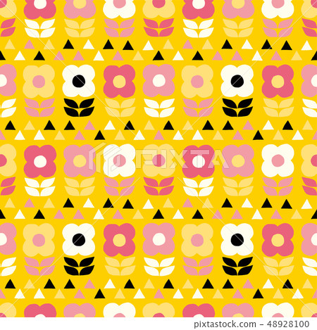 Retro flower pattern - seamless - Stock Illustration [48928100] - PIXTA