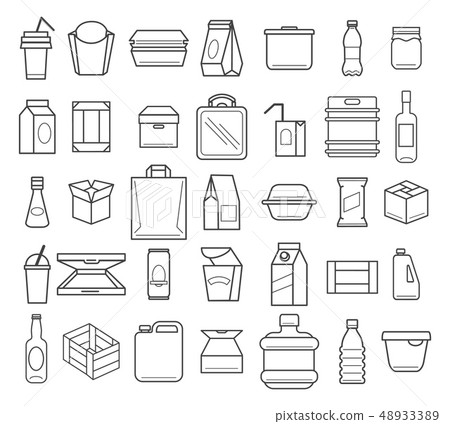 Package and box line icons - Stock Illustration [48933389] - PIXTA