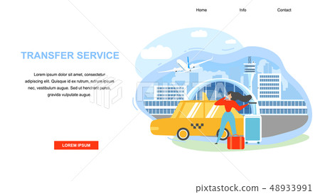 Airport Transfer Service Flat Vector Landing Page - Stock Illustration ...