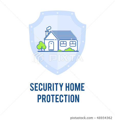Security Protection Outline Vector Illustration - Stock Illustration ...