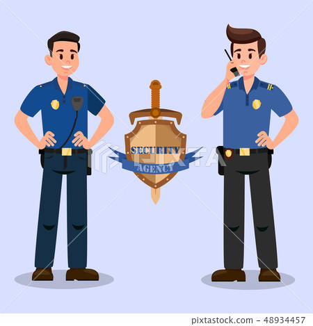 Security Service Guardians Cartoon Characters - Stock Illustration ...