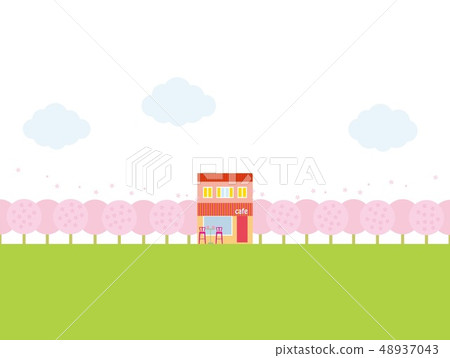 Spring landscape Sakura Cloud - Stock Illustration [48937043] - PIXTA