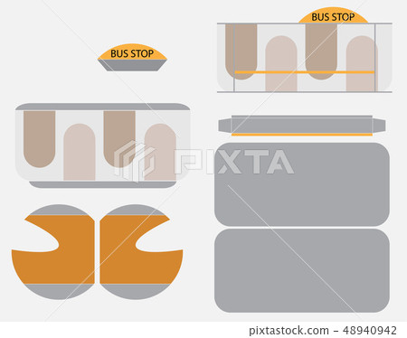 Bus Stop Paper Model Vector , cut and glue - Stock Illustration ...