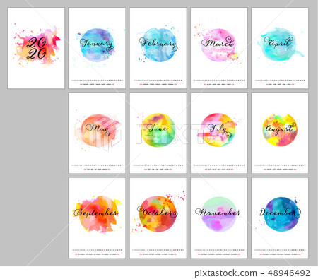 Calendar design for the year 2020, a template... - Stock Illustration ...