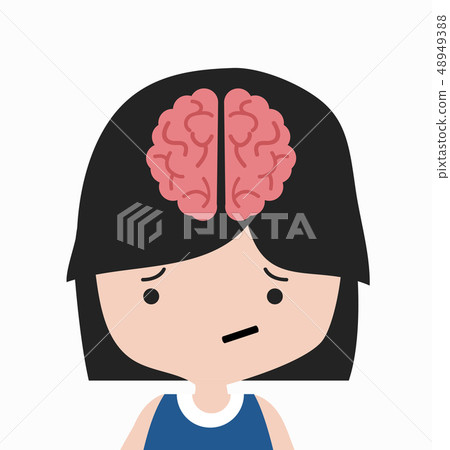 brain in head girl cartoon - Stock Illustration [48949388] - PIXTA