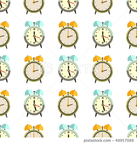 Flat clocks seamless pattern design - alarm... - Stock Illustration ...
