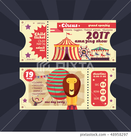 Circus magic show ticket vector vintage design... - Stock Illustration ...