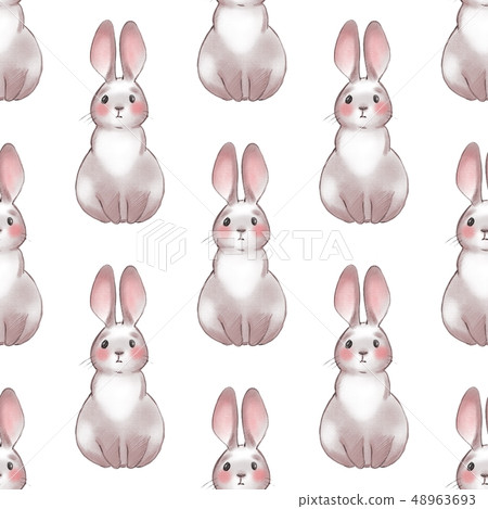 Cute cartoon rabbits. Seamless pattern - Stock Illustration [48963693 ...