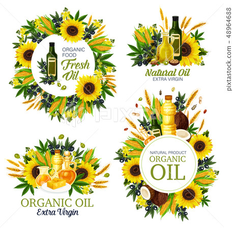 Natural oil, cooking seasoning banners-插圖素材 [48964688] - PIXTA圖庫