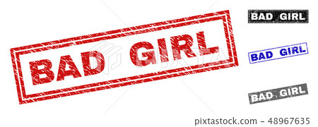 Grunge BAD GIRL Textured Rectangle Stamps - Stock Illustration ...