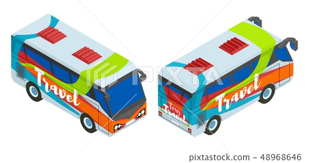 isometric two tourist bus for travel - Stock Illustration [48968646 ...