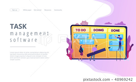 Task management concept landing page. - Stock Illustration [48969242 ...