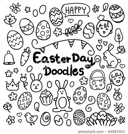 Easter day hand drawn doodles - Stock Illustration [48985403] - PIXTA