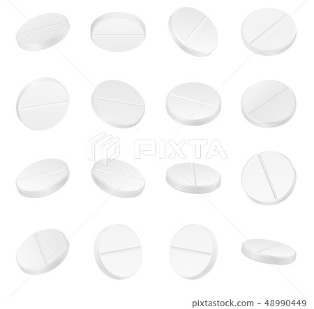 Realistic 3d white medical pills closeup - Stock Illustration [48990449 ...