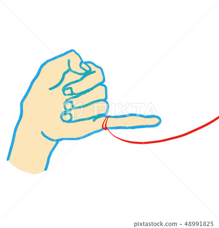 Hand, finger illustration (red thread) - Stock Illustration [48991825 ...