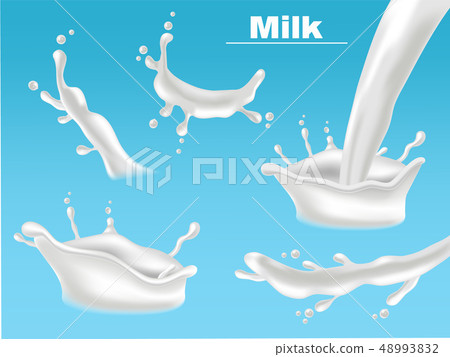 Milk splash set collection Vector realistic. Fresh - Stock Illustration ...