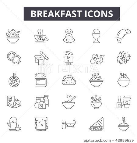 Breakfast line icons for web and mobile design.... - Stock Illustration ...