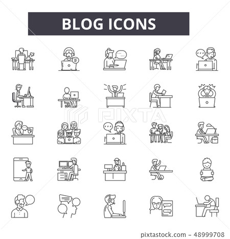 Blog line icons for web and mobile design.... - Stock Illustration ...