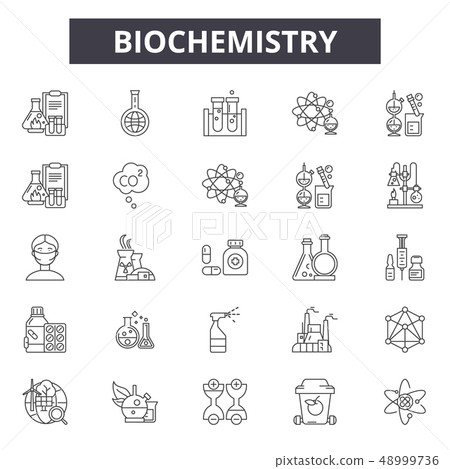 Biochemistry line icons for web and mobile.... - Stock Illustration ...