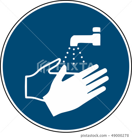 wash your hands sign - mandatory sign iso 7010 - - Stock Illustration ...