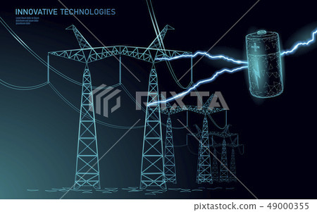Charged polygonal alkaline battery power line.... - Stock Illustration ...