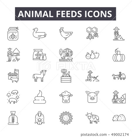 Animal feeds line icons for web and mobile... - Stock Illustration ...