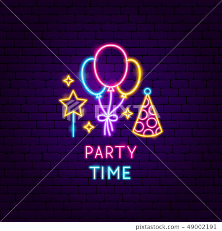 Party Time Neon Label-插圖素材 [49002191] - PIXTA圖庫