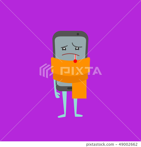 Cartoon Character Illness Smartphone Mobile... - Stock Illustration ...