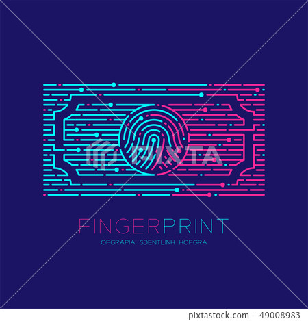 Banknote shape Fingerprint scan pattern logo dash - Stock Illustration ...