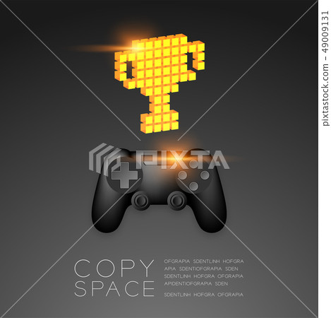 Gamepad or joypad black color with Gold Trophy Cup - Stock Illustration ...